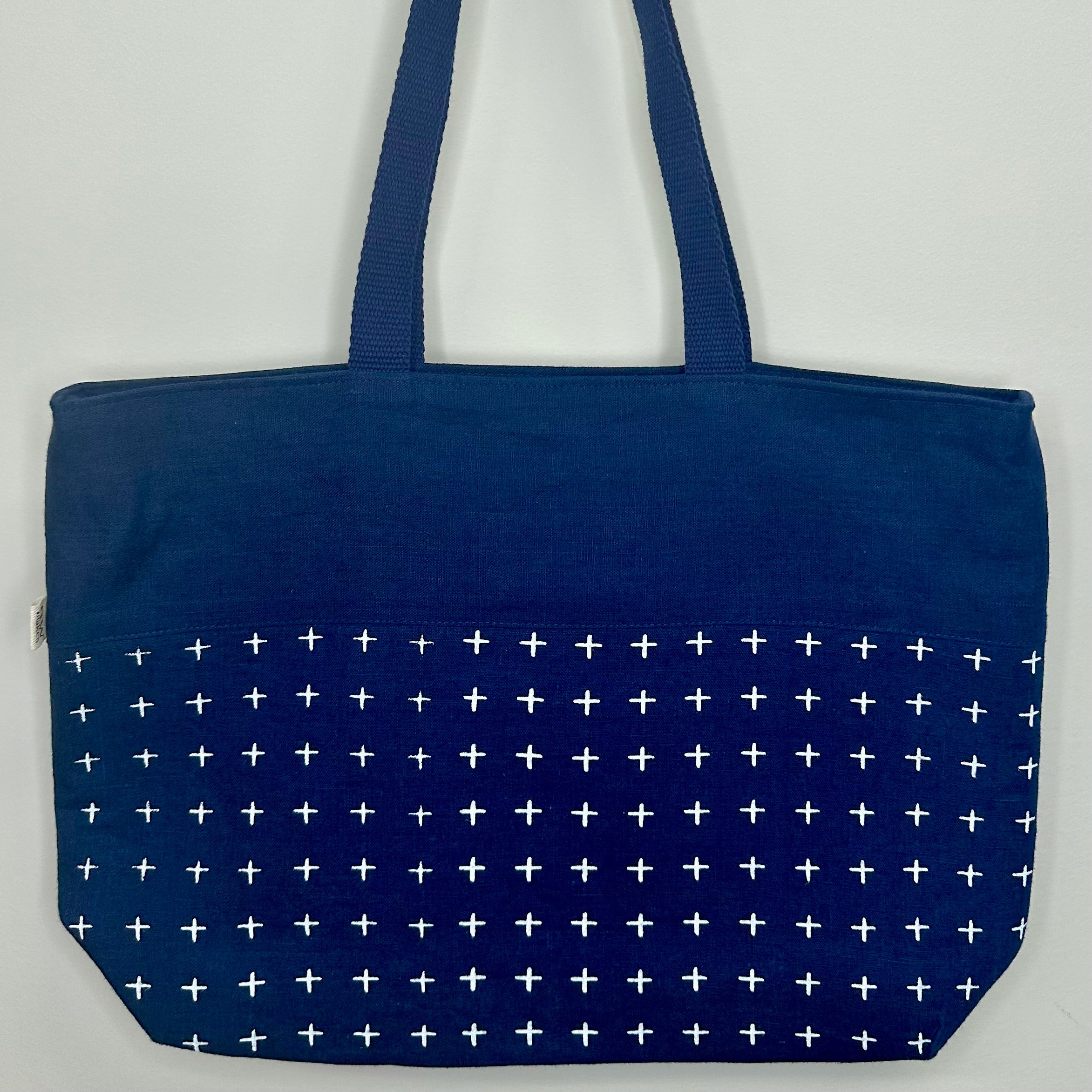 Tote (large) navy with plus signs (colorblock) | Northwest Makes